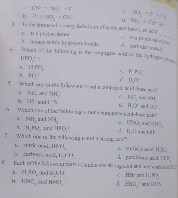 3. In the Brønsted-Lowry definition of acids | StudyX