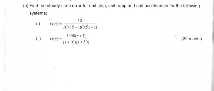 (b) Find the steady-state error for unit | StudyX
