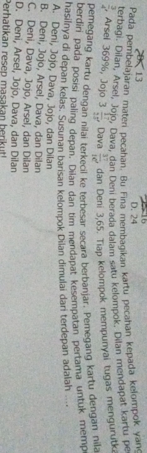 Pada pembelajaran materi pecahan. Bu Fina | StudyX