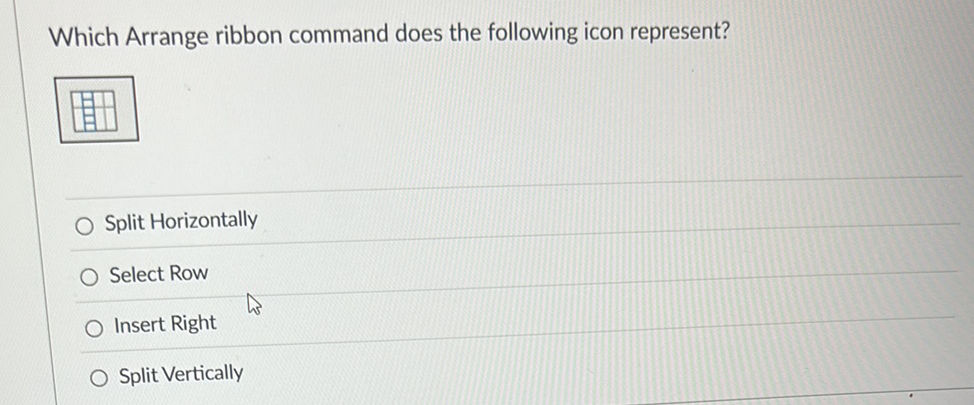 Which Arrange ribbon command does the | StudyX