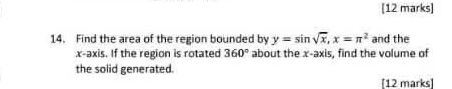 14. Find the area of the region bounded by | StudyX