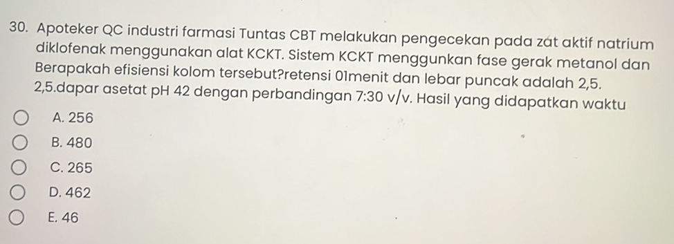 30. Apoteker QC industri farmasi Tuntas CBT | StudyX