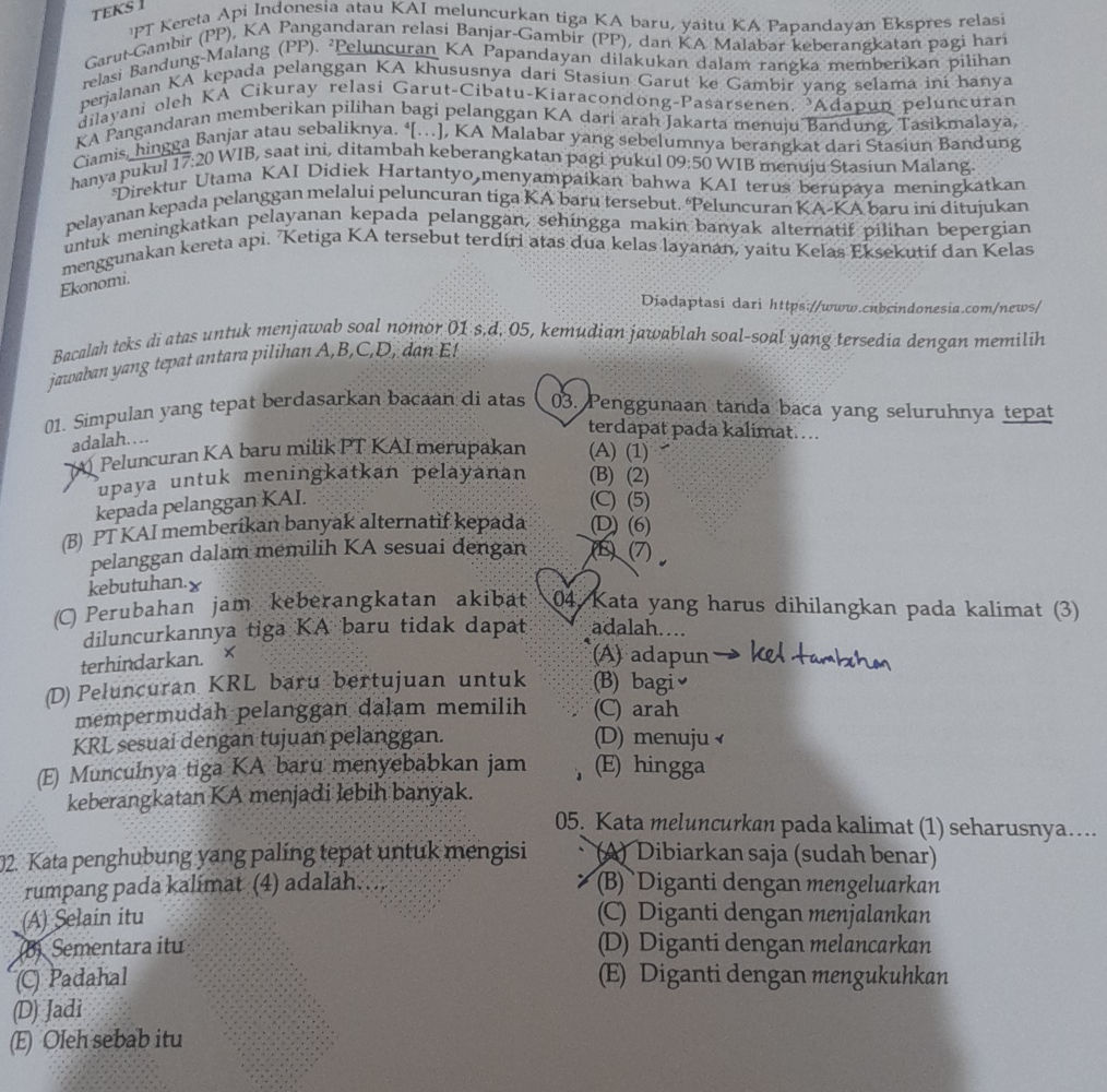 01. Simpulan yang tepat berdasarkan bacaan | StudyX