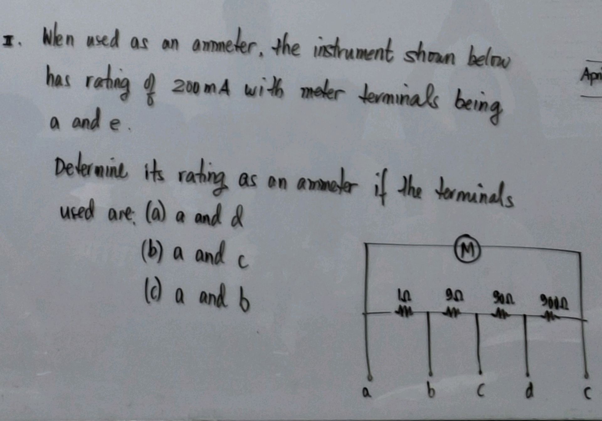 Ⅰ. When used as an ammeter, the instrument | StudyX