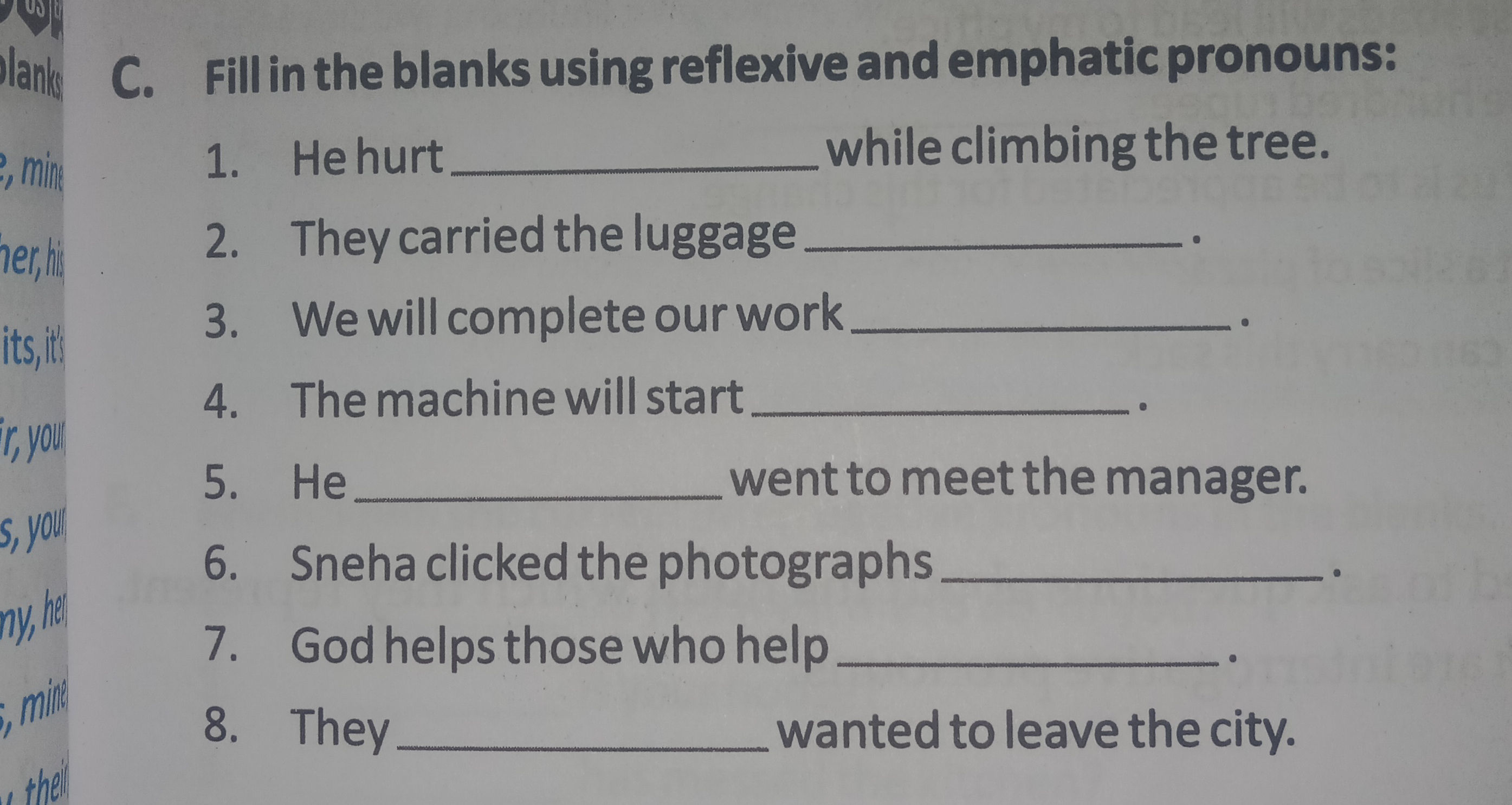 C. Fill in the blanks using reflexive and | StudyX
