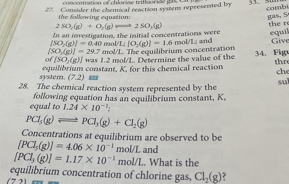 27. Consider the chemical reaction system | StudyX
