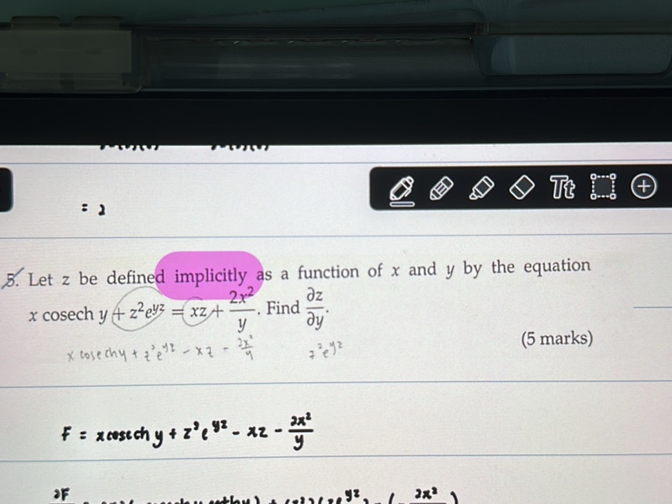 5. Let z be defined implicitly as a function | StudyX