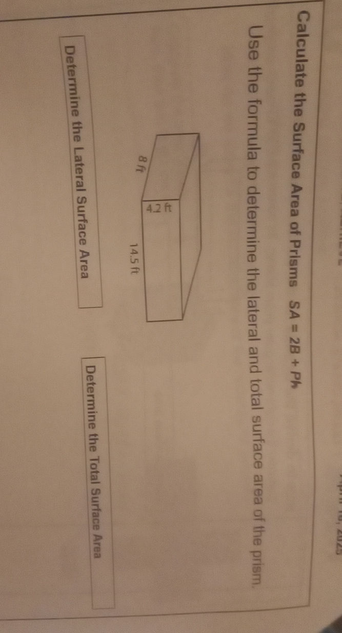 Calculate the Surface Area of Prisms $SA = | StudyX
