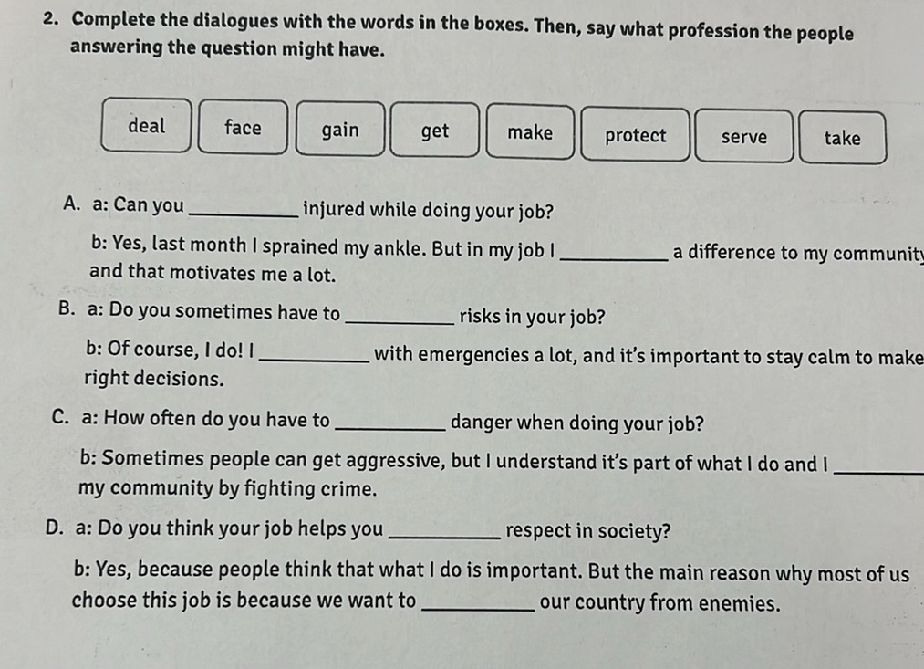 2. Complete the dialogues with the words in | StudyX