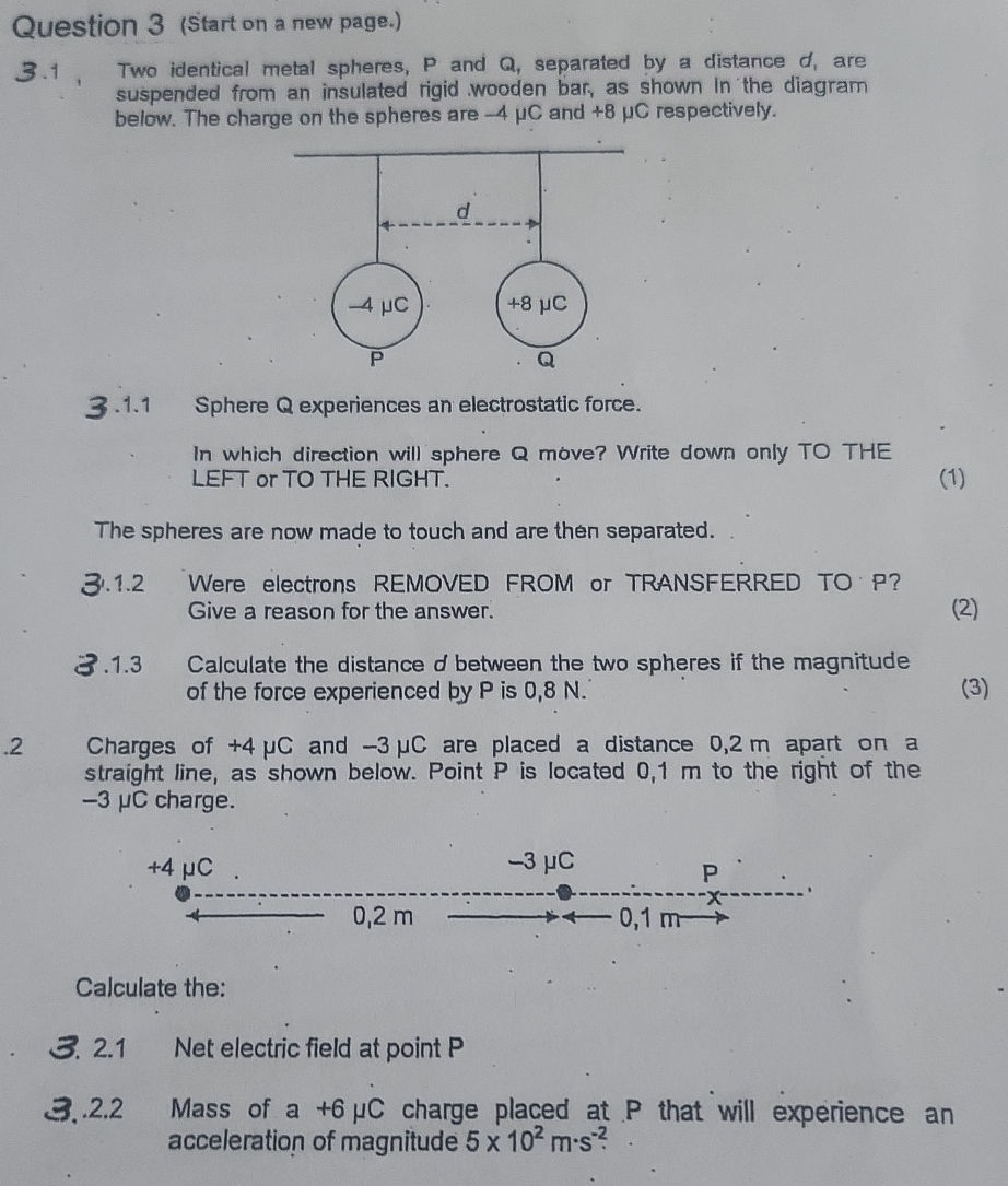 3.1 Two identical metal spheres, P and Q, | StudyX