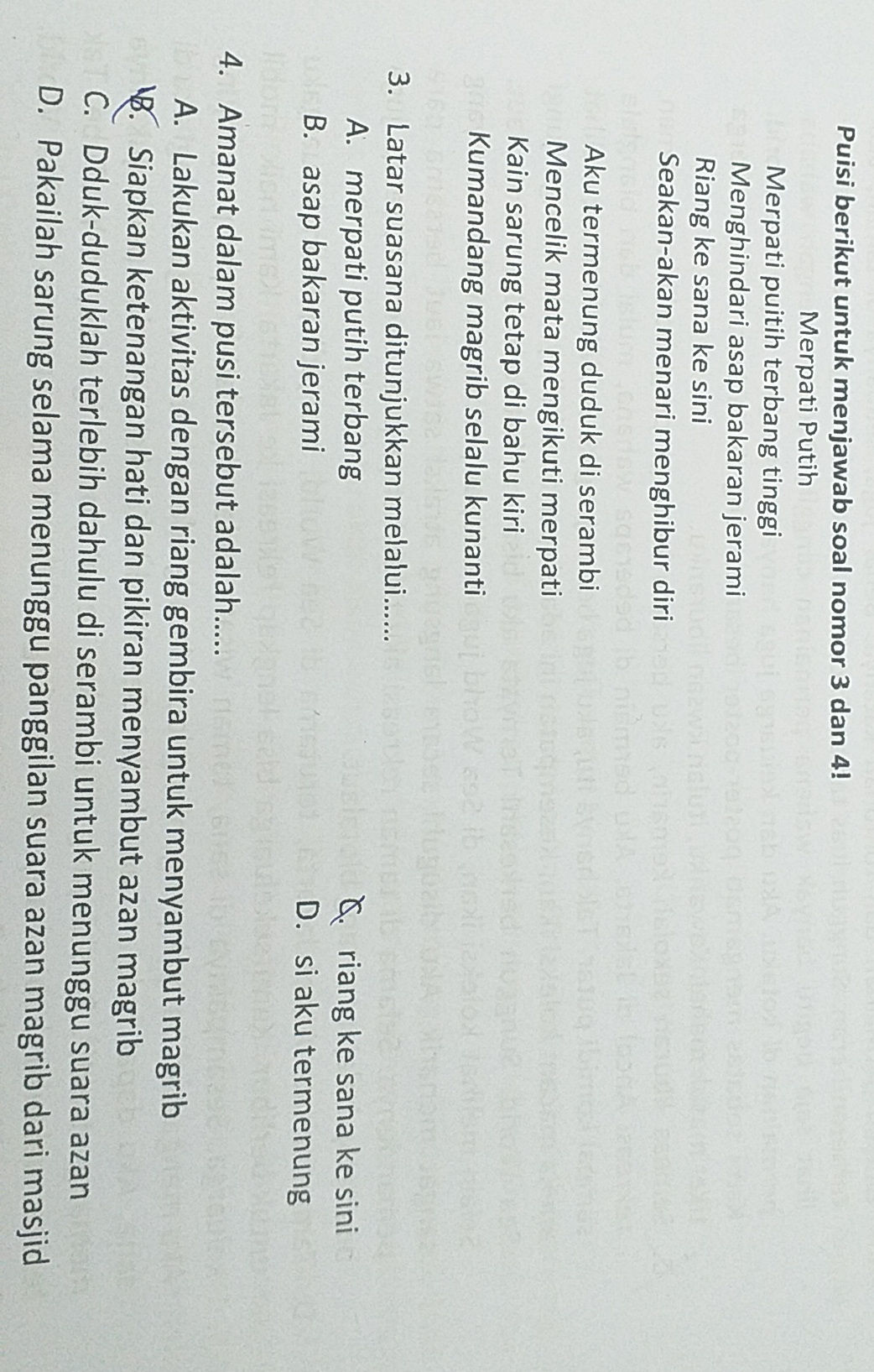 Puisi berikut untuk menjawab soal nomor 3 | StudyX