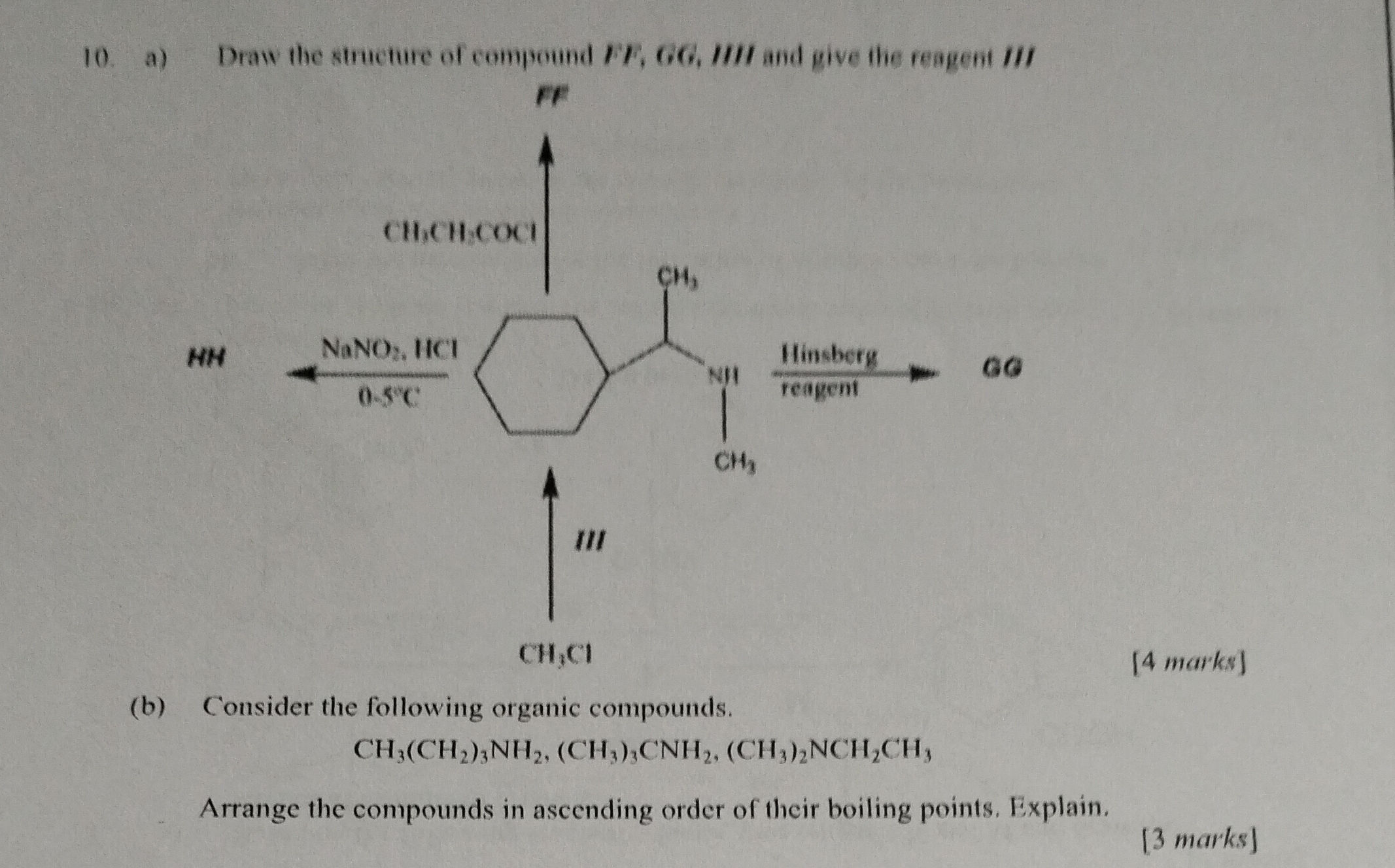 10. a) Draw the structure of compound FF, | StudyX