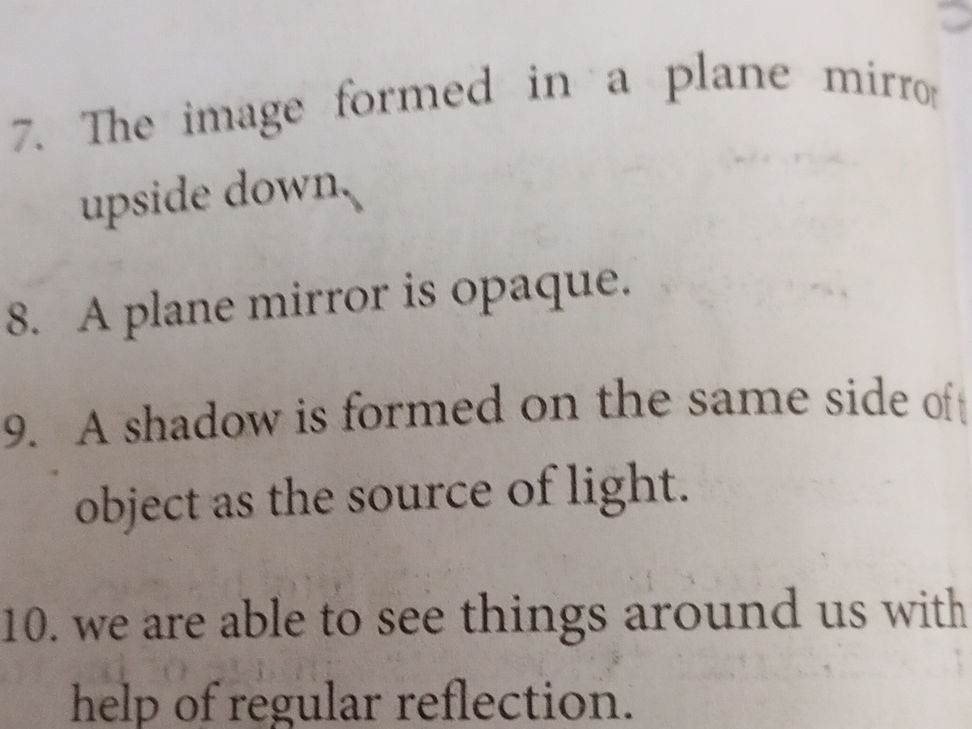 7. The image formed in a plane mirror upside | StudyX