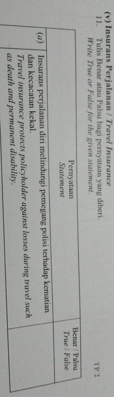 11. Tulis Benar atau Palsu bagi pernyataan | StudyX