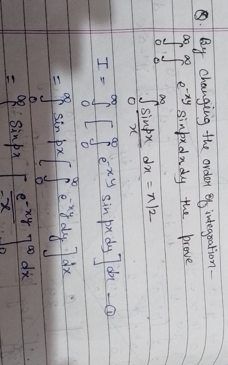 8. By changing the order of integration - | StudyX