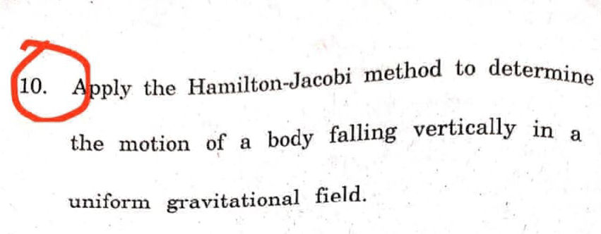 10. Apply the Hamilton-Jacobi method to | StudyX