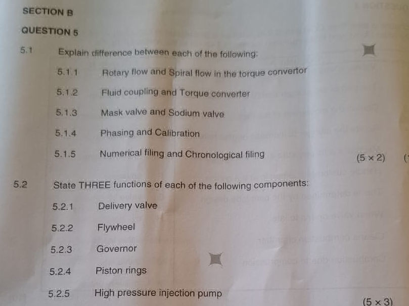 5.1 Explain difference between each of the | StudyX