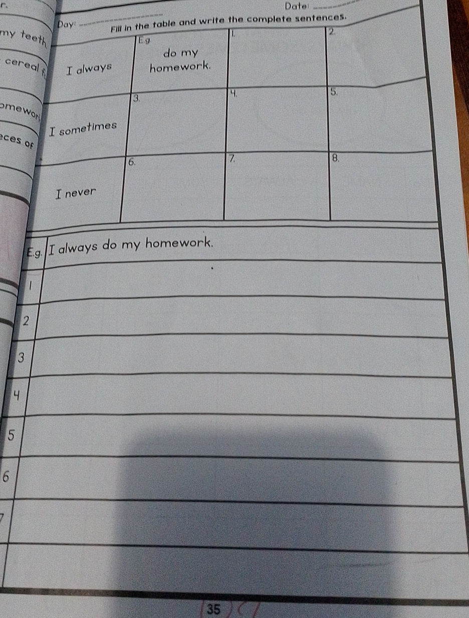 Fill in the table and write the complete | StudyX