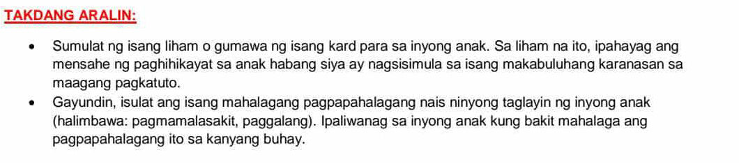 Sumulat ng isang liham o gumawa ng isang | StudyX