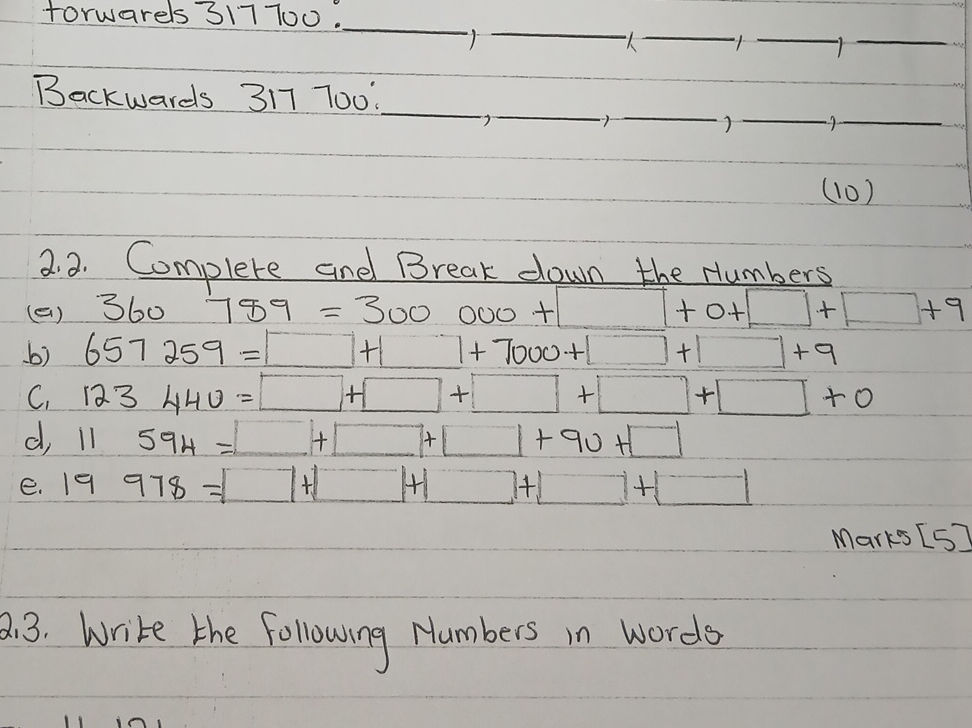 2. 2. Complete and Break down the Numbers | StudyX