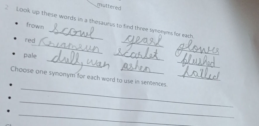 Look up these words in a thesaurus to find | StudyX