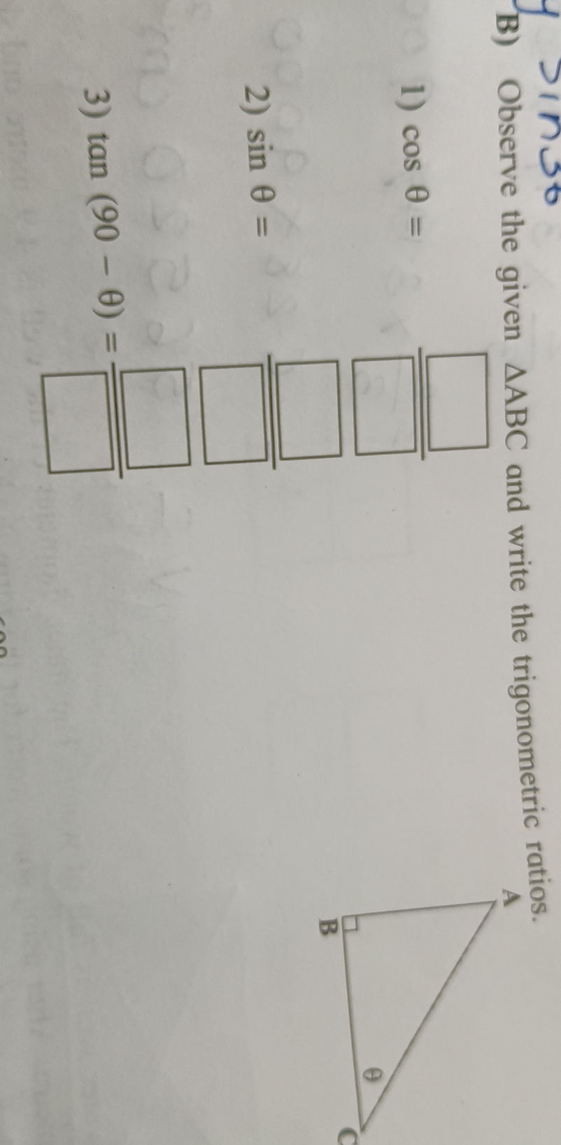 B) Observe the given \( ABC\) and write the | StudyX