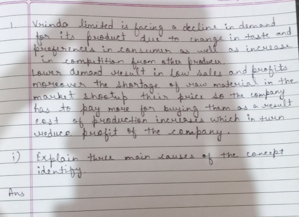 i) Explain three main causes of the concept | StudyX