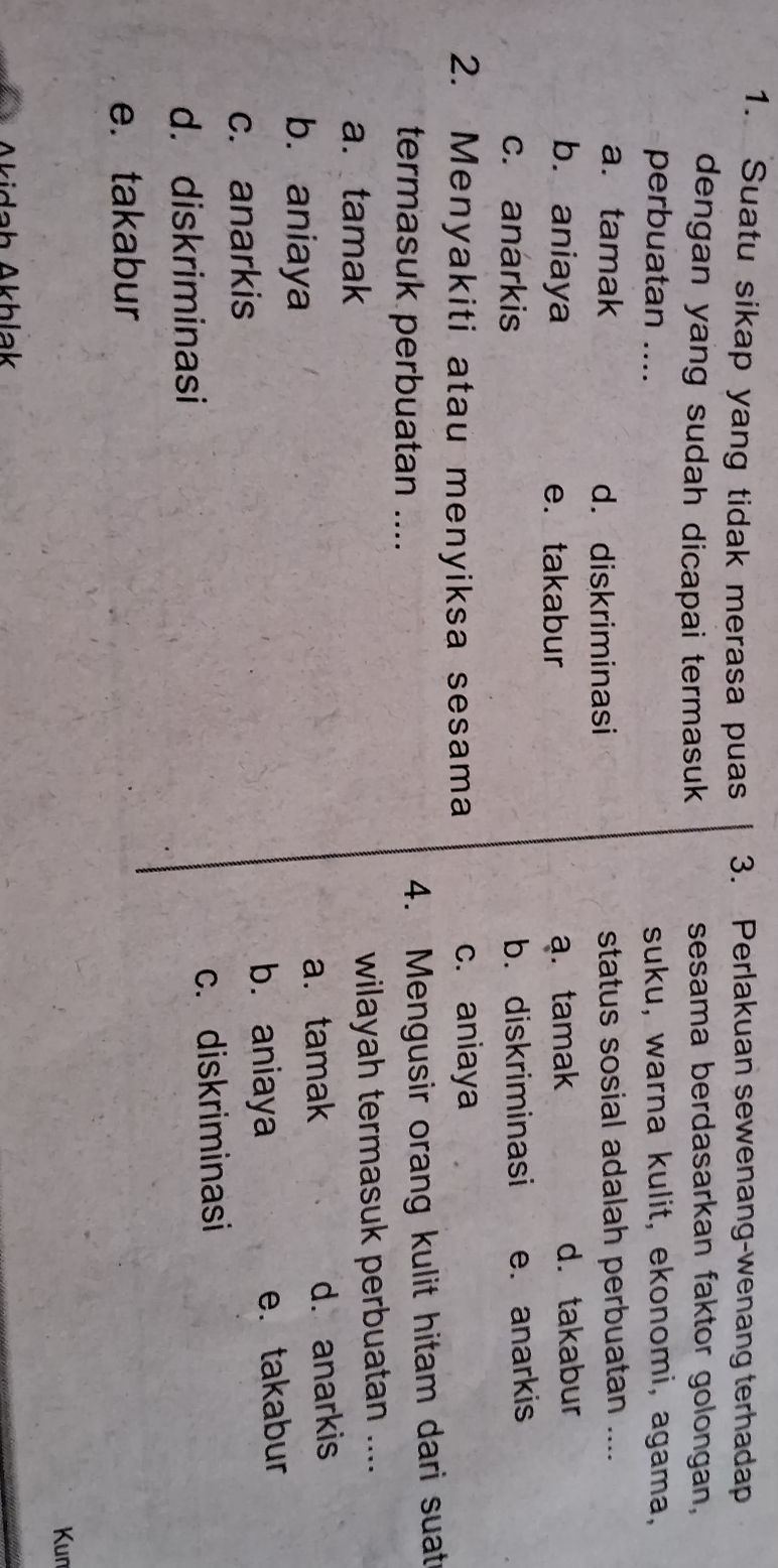 1. Suatu sikap yang tidak merasa puas dengan | StudyX