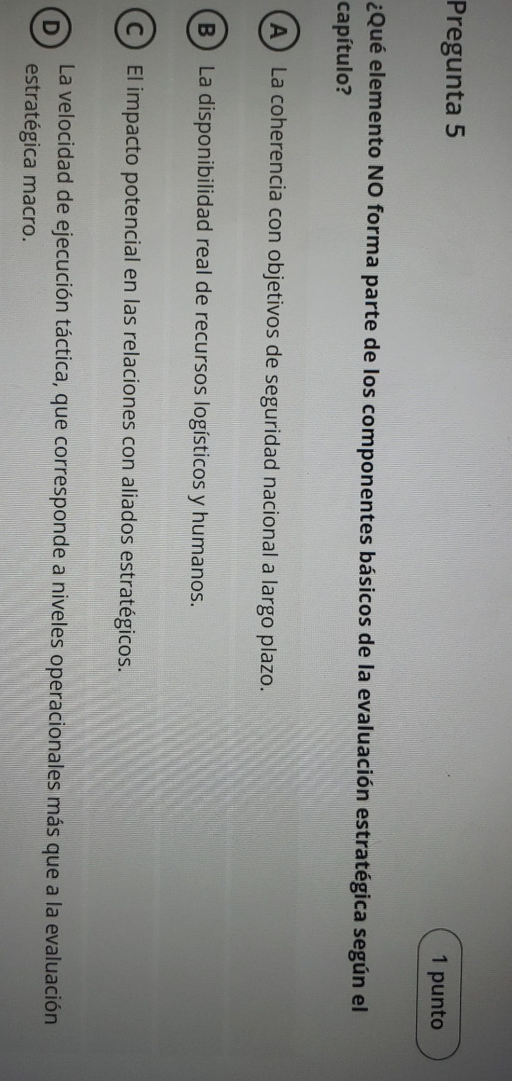 Pregunta 5 ¿Qué elemento NO forma parte de | StudyX