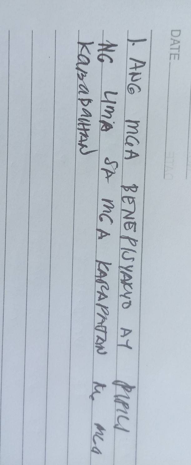 1. ANG MGA BENEPISYAKYO AY PIPILS NG UMA SA | StudyX