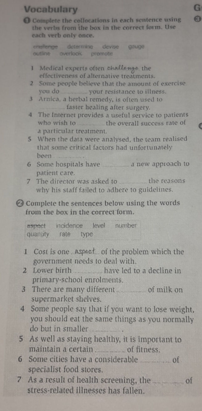 Complete the collocations in each sentence | StudyX