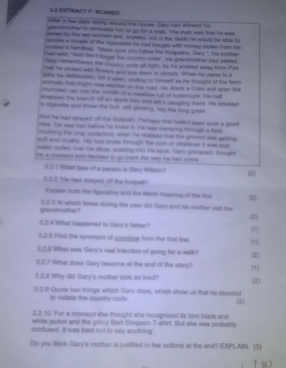 3.2 EXTRACT F: SCARED After a few days | StudyX