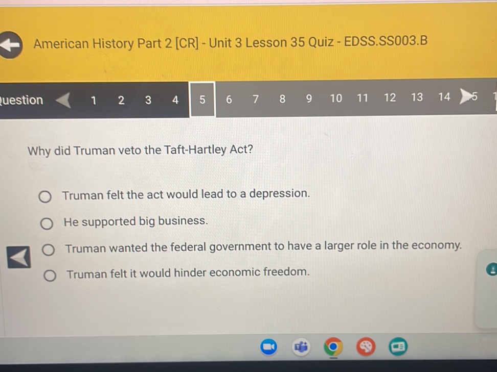 Why did Truman veto the Taft-Hartley Act? | StudyX