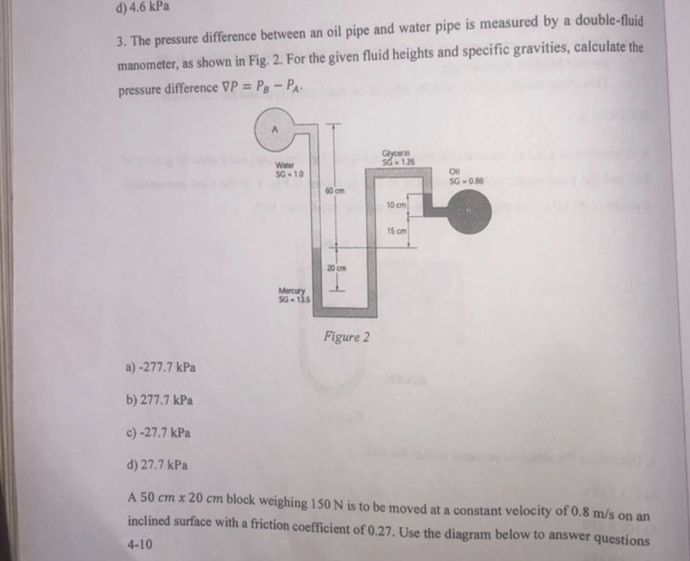 3. The pressure difference between an oil | StudyX