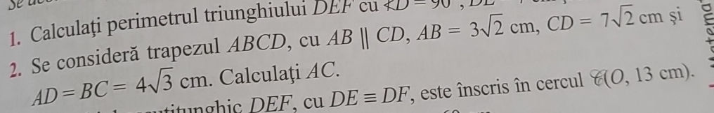 1. Calculați perimetrul triunghiului DEF cu | StudyX