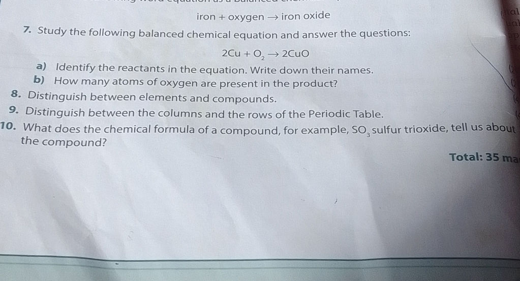 7. Study the following balanced chemical | StudyX