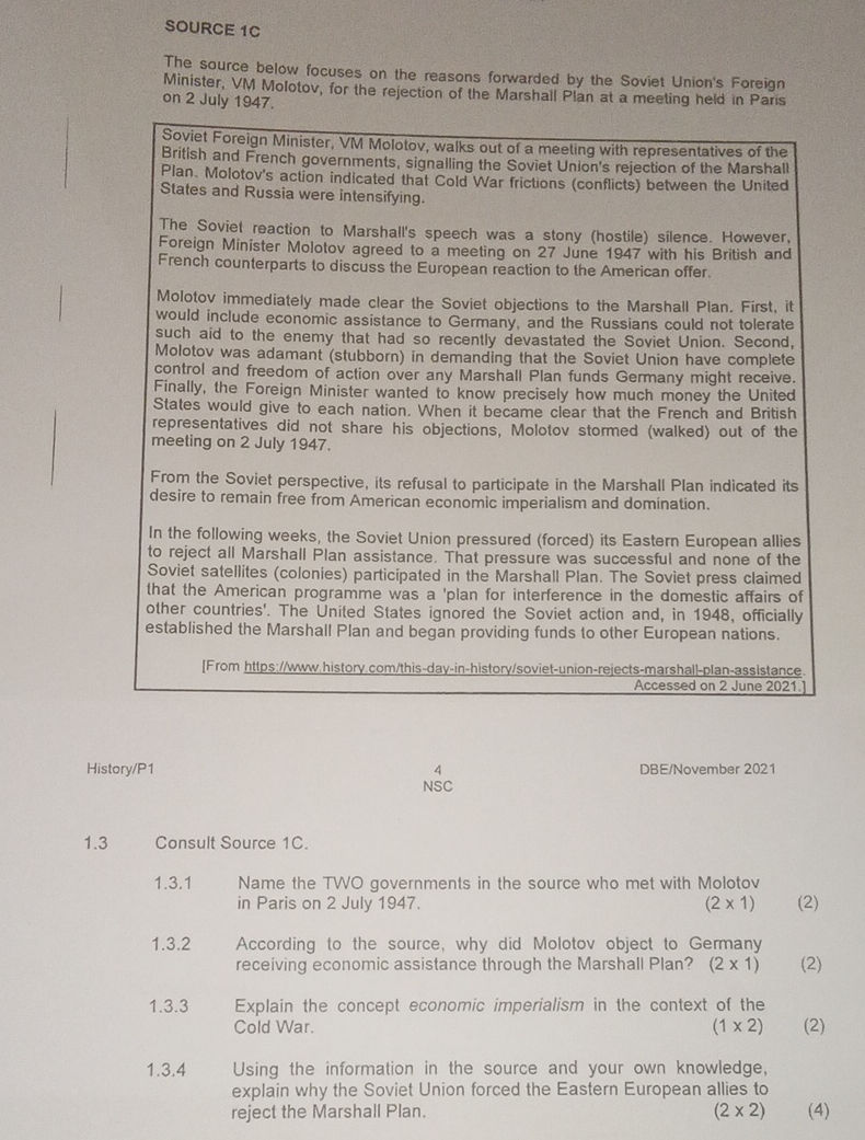 SOURCE 1C The source below focuses on the | StudyX