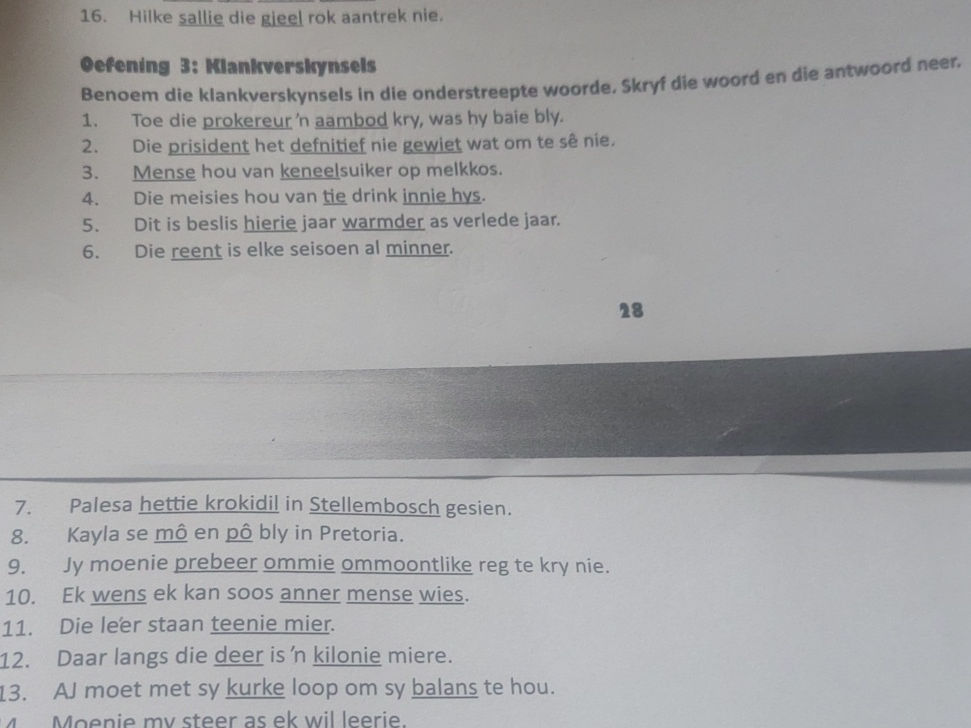 Oefening 3: Klankverskynsels Benoem die | StudyX