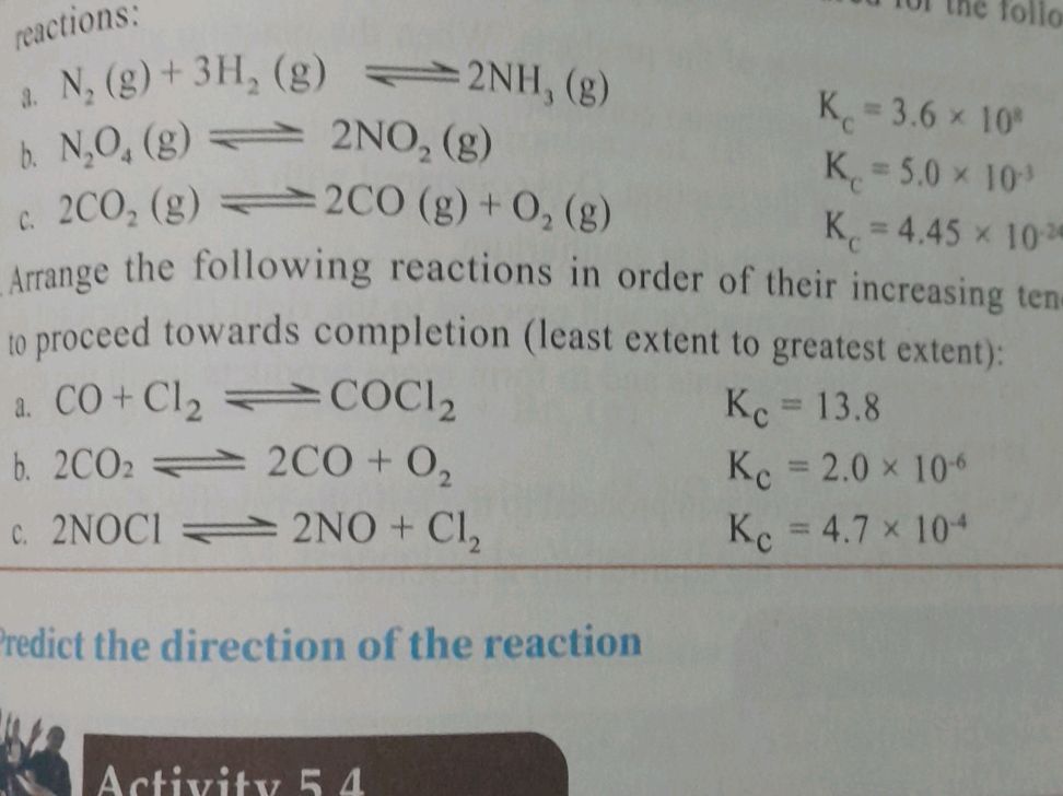 Arrange the following reactions in order of | StudyX