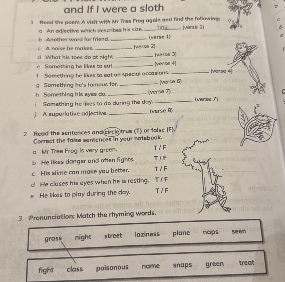 1 Read the poem A visit with Mr Tree Frog | StudyX
