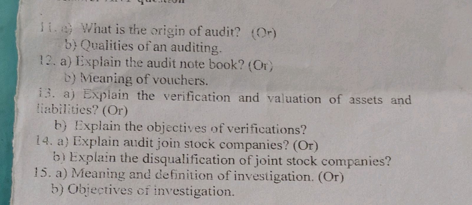 11. a) What is the origin of audit? (Or) b) | StudyX