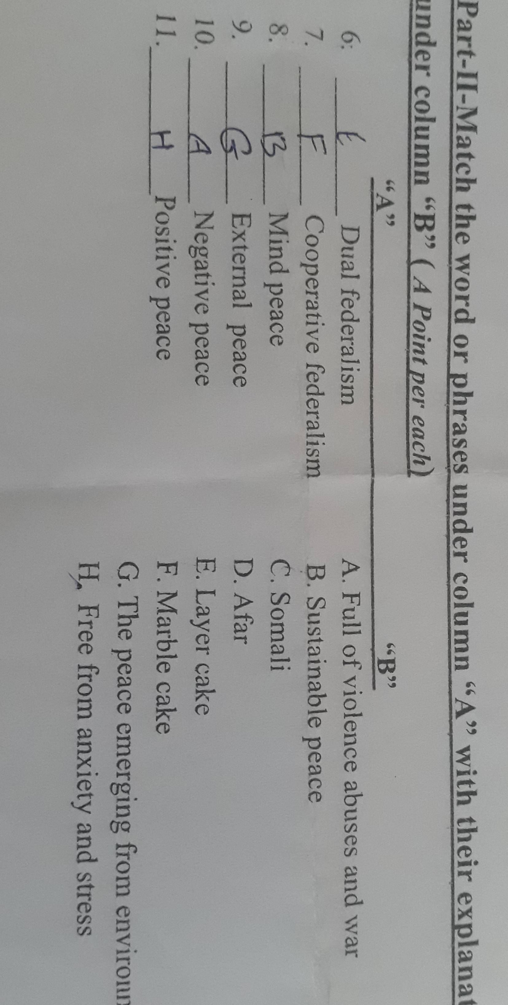 Part-II-Match the word or phrases under | StudyX