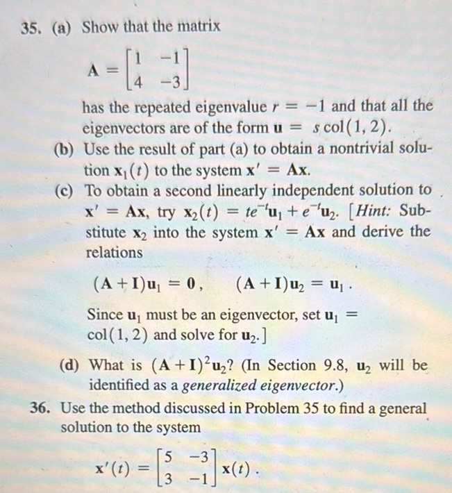 35. (a) Show that the matrix $A = 1 -1 | StudyX
