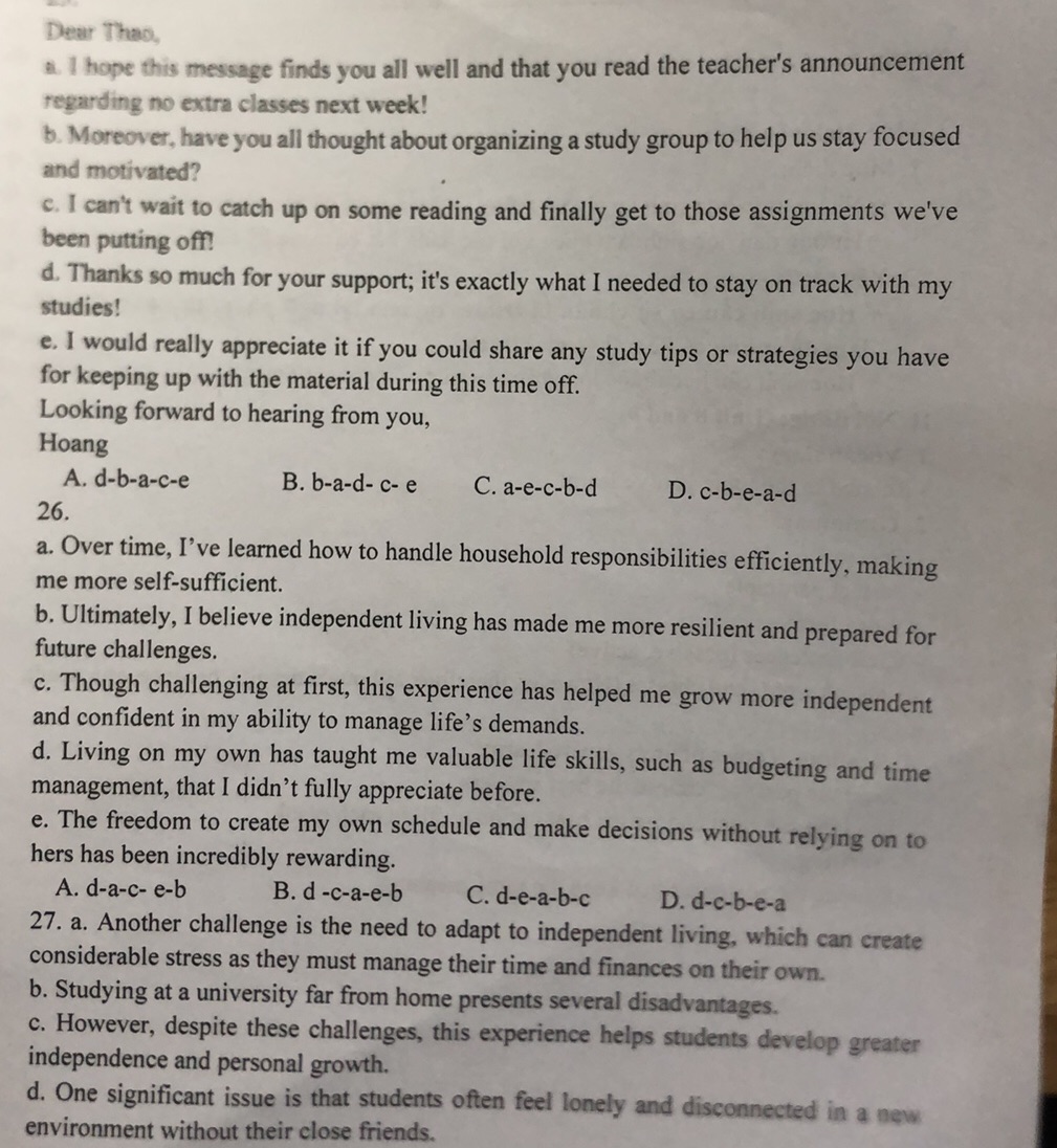 26. a. Over time, I've learned how to handle | StudyX