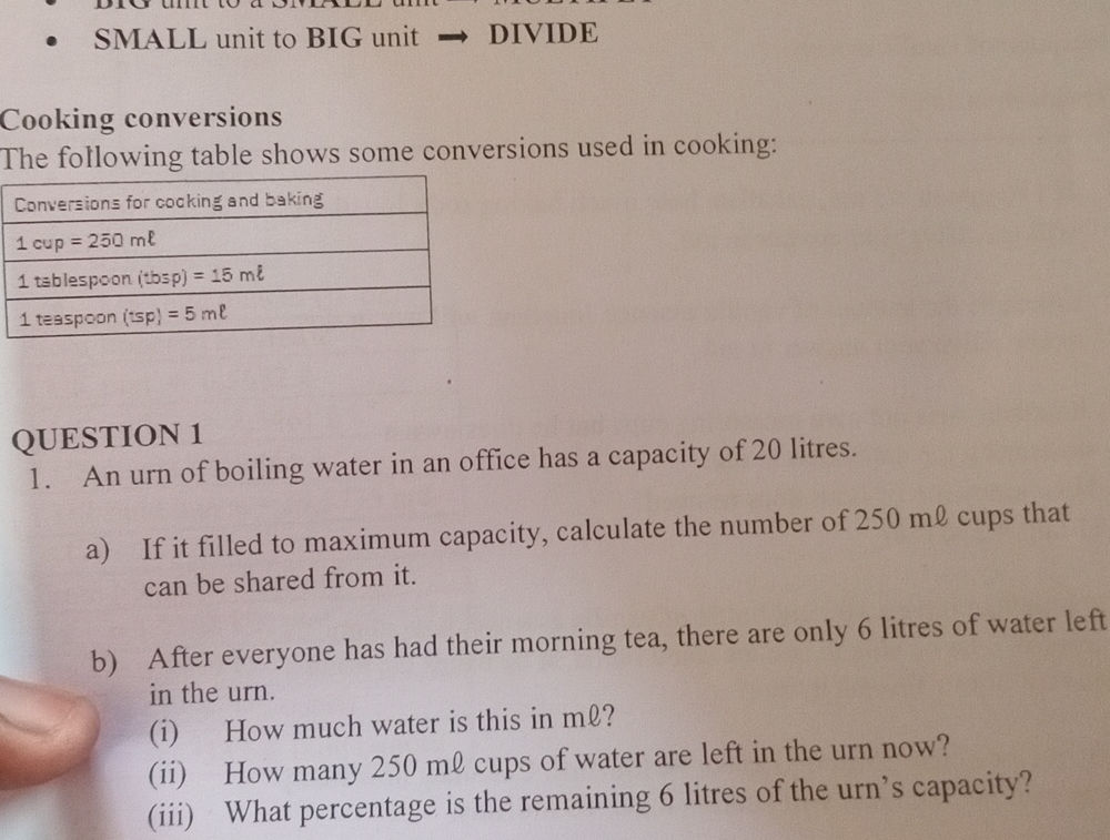 The following table shows some conversions | StudyX