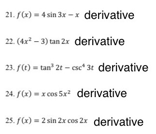 21. $f(x) = 4 3x - x$ derivative 22. | StudyX
