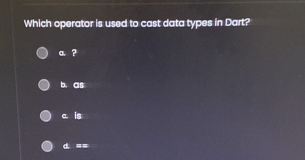 Which operator is used to cast data types in | StudyX