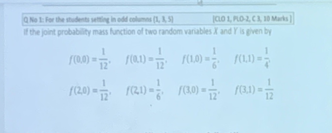 Q No 1: For the students setting in odd | StudyX