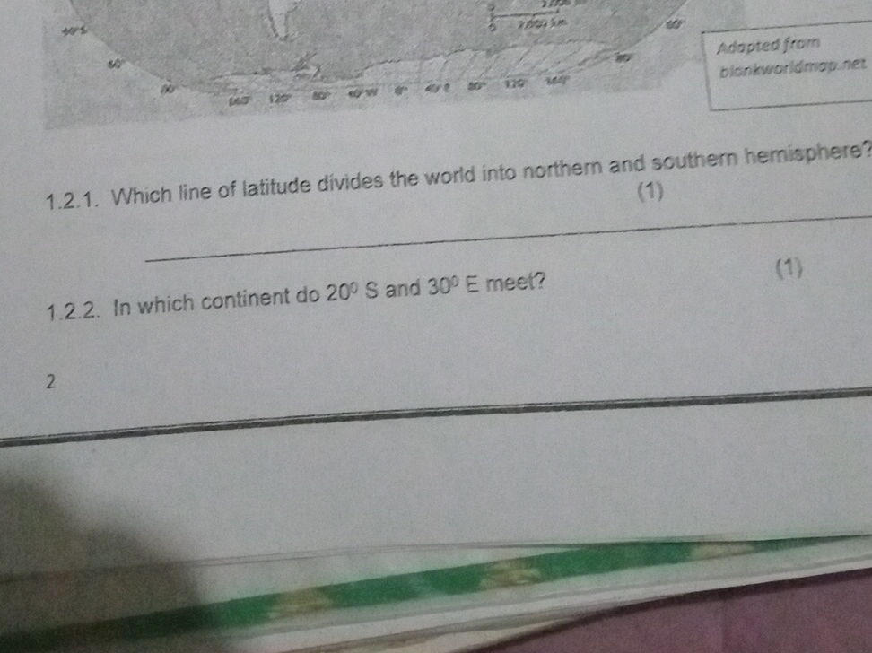 1.2.1. Which line of latitude divides the | StudyX