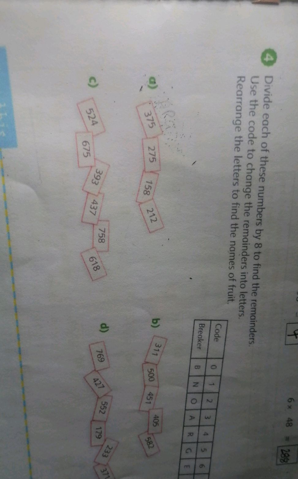 Divide each of these numbers by 8 to find | StudyX